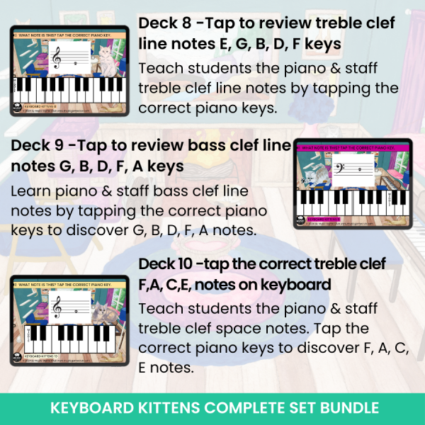 Keyboard Kittens : Digital Piano Keys & Note Reading Game – Boom™ Cards ...